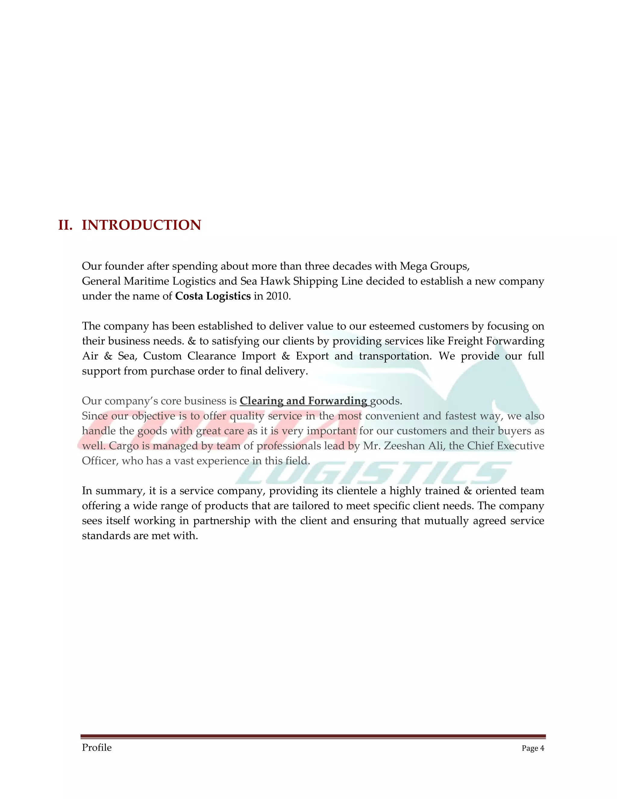 Costa logistics profile | PDF