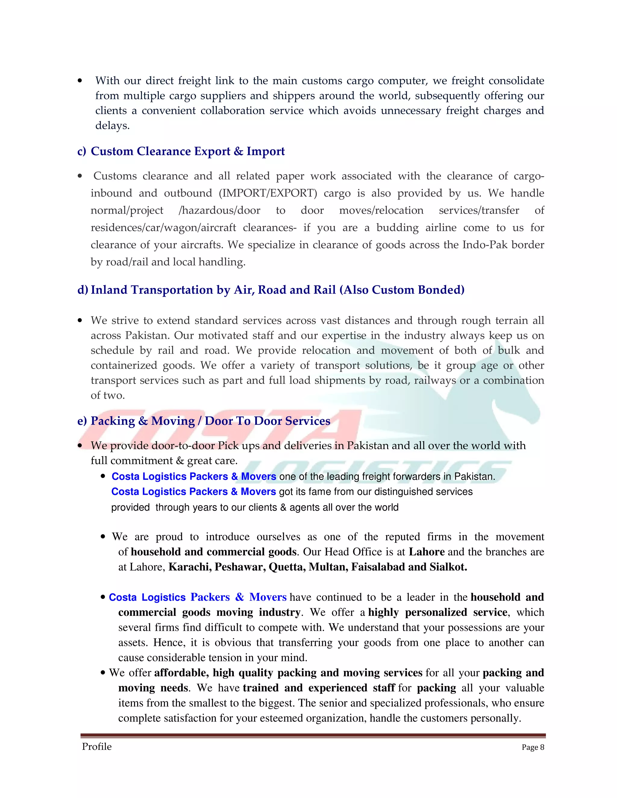Costa logistics profile | PDF
