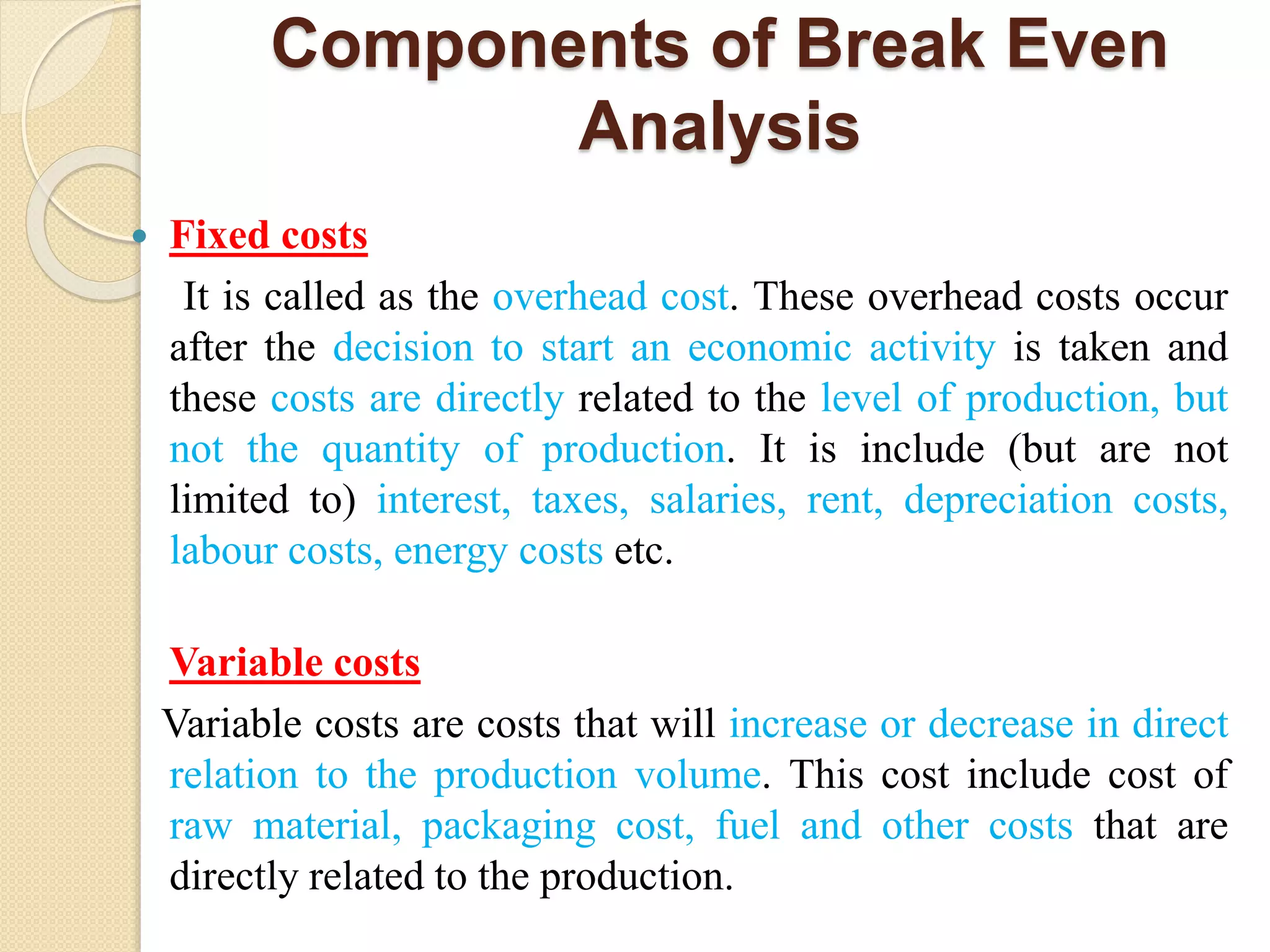 Cost analysis & Break even analysis | PPTX