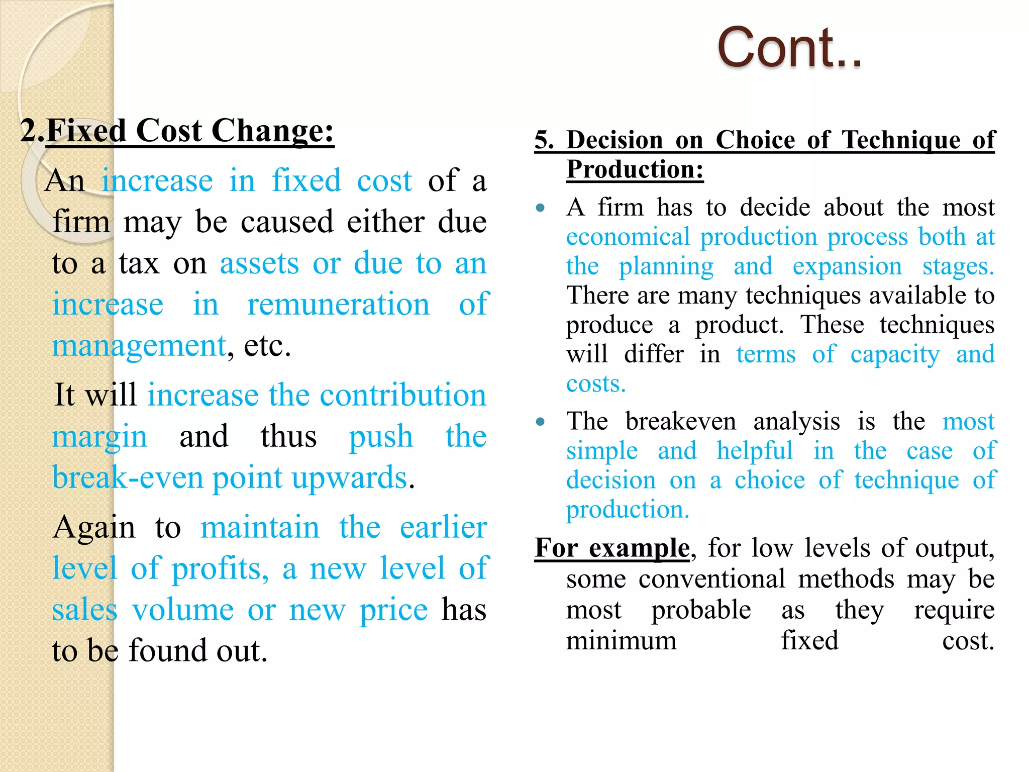 Cost analysis & Break even analysis | PPTX