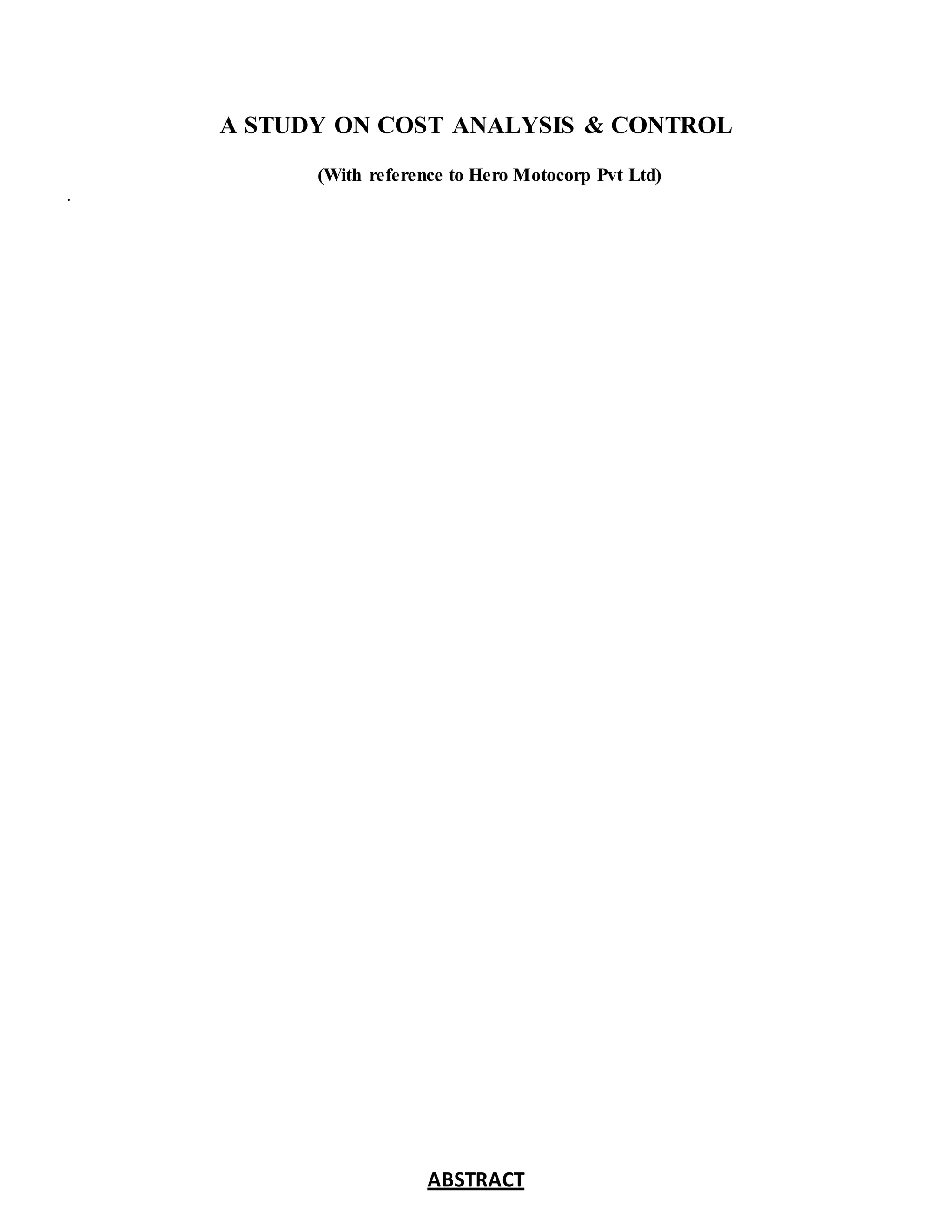 cost analysis and control hero.docx