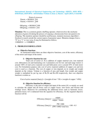 Cost and performance optimization of induction motor using genetic | PDF