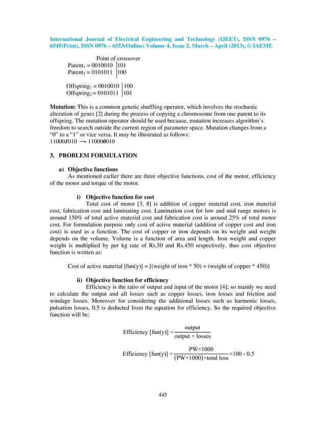Cost And Performance Optimization Of Induction Motor Using Genetic Pdf