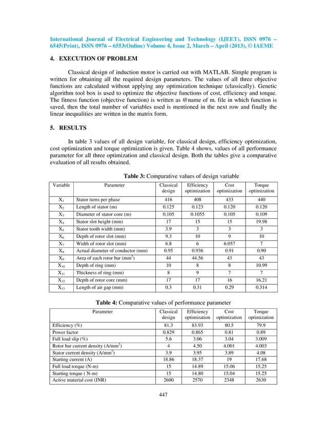 Cost and performance optimization of induction motor using genetic | PDF