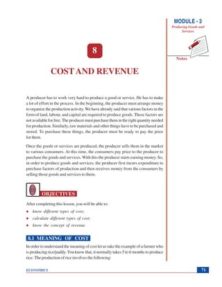 Cost and revenue | PDF