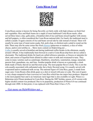 Costa Rican Food | PDF