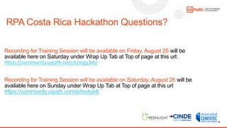 Costa Rica RPA Training and AI Hackathon 2023 Information | PDF