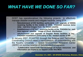 Philippine Initiatives on the Applications of Space Technology on ...