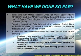 Philippine Initiatives on the Applications of Space Technology on ...