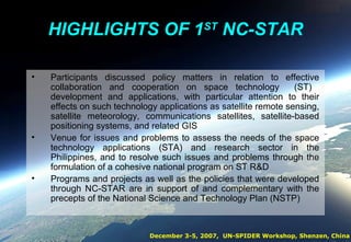 Philippine Initiatives on the Applications of Space Technology on ...
