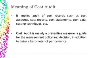 Cost audit- Saloni Dhiman | PPT