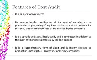 Cost audit- Saloni Dhiman | PPT