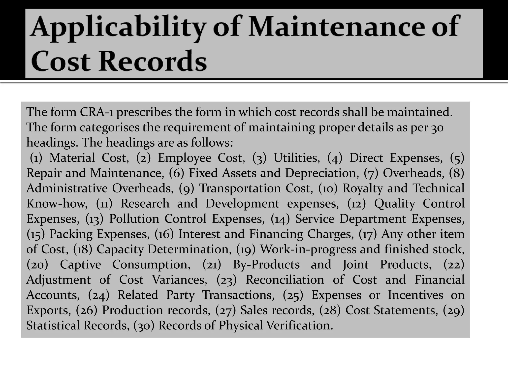 Cost Audit and Cost Accounting Standards | PPTX