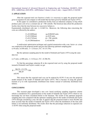 Cost based industrial rectifying sampling inspection | PDF