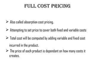 Cost based pricing ppt gp | PPT