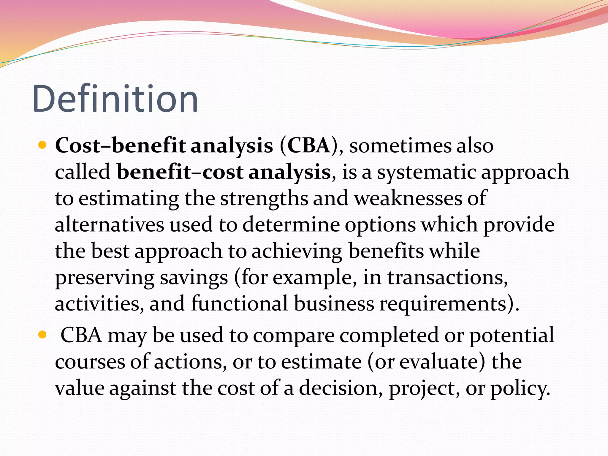 Cost benefit analysis | PPTX