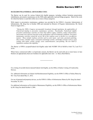 Cost Benefit Analysis of Mobile Barriers MBT-1 | PDF