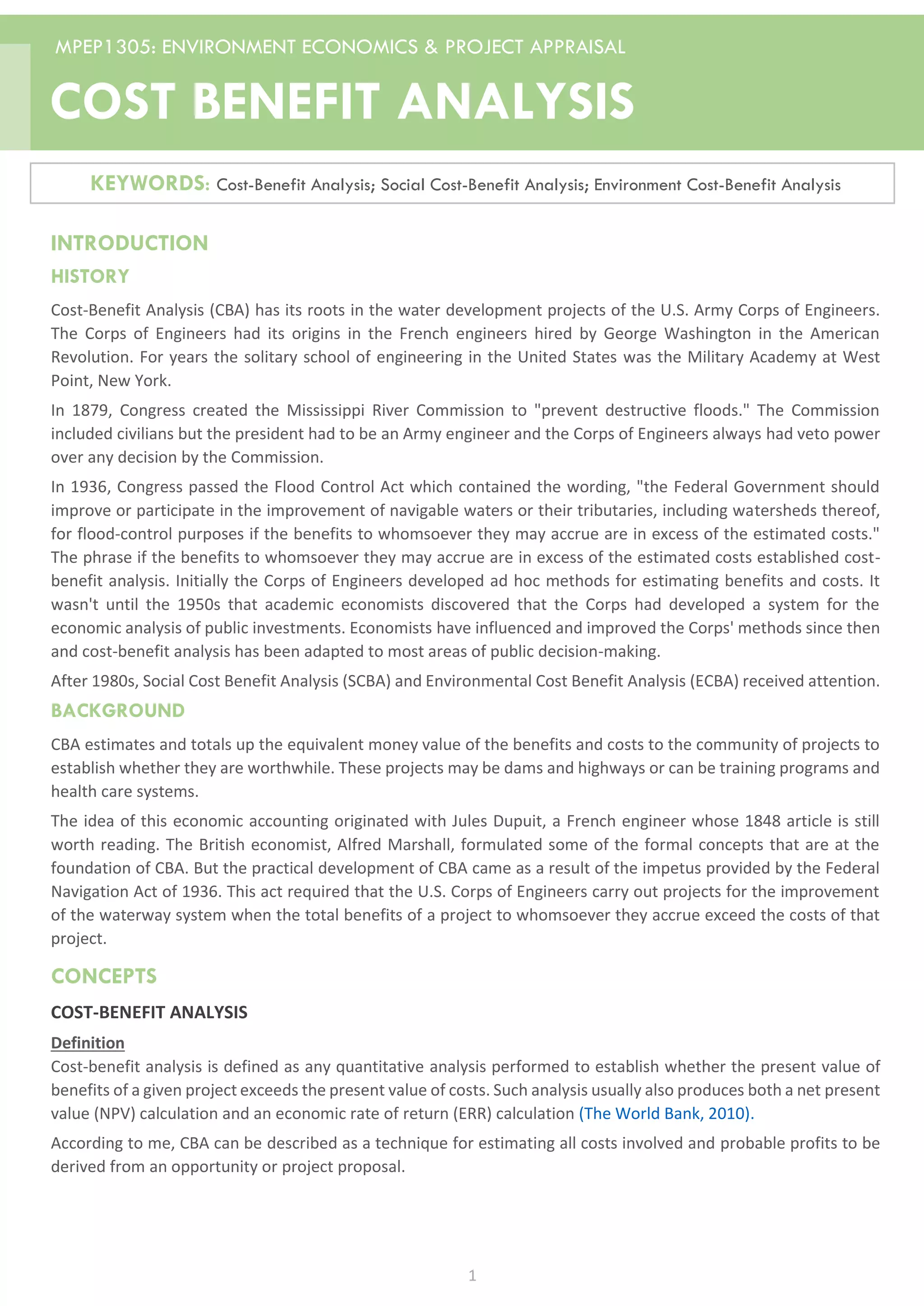 Cost Benefit Analysis | PDF