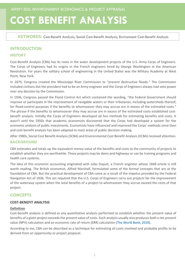 Cost Benefit Analysis | PDF