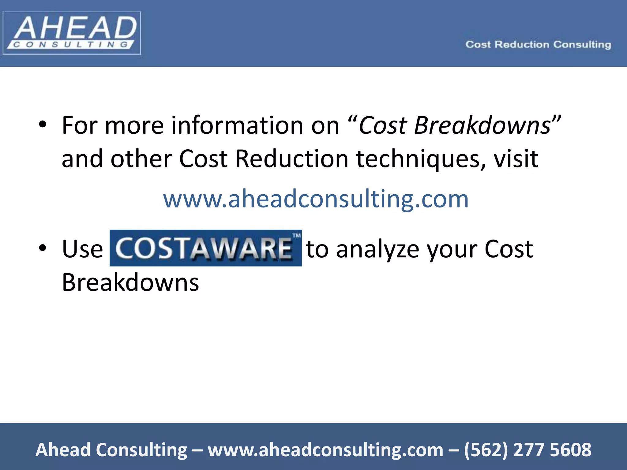 Cost breakdowns - reduce costs | PPTX