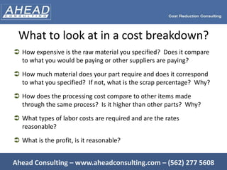 Cost breakdowns - reduce costs | PPT