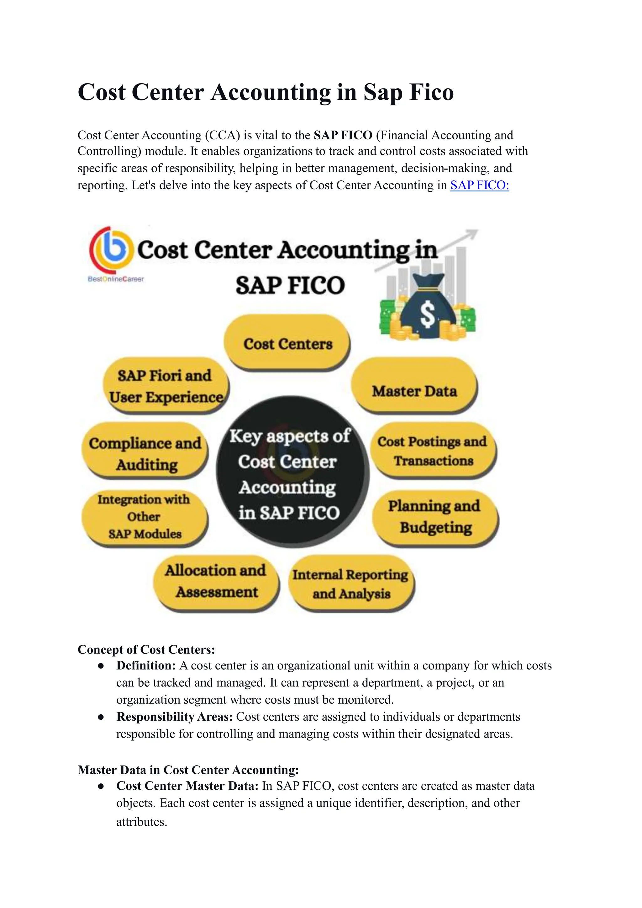 Cost Center Accounting in Sap Fico | Sap Fico coursepptx | PPTX