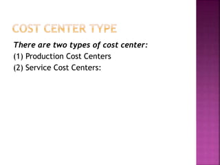 Cost center & Cost unit by Dr. Satyanarayan Pandey | PPTX