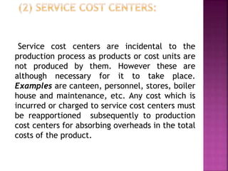 Cost center & Cost unit by Dr. Satyanarayan Pandey | PPTX