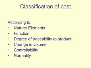 Cost classification | PPT