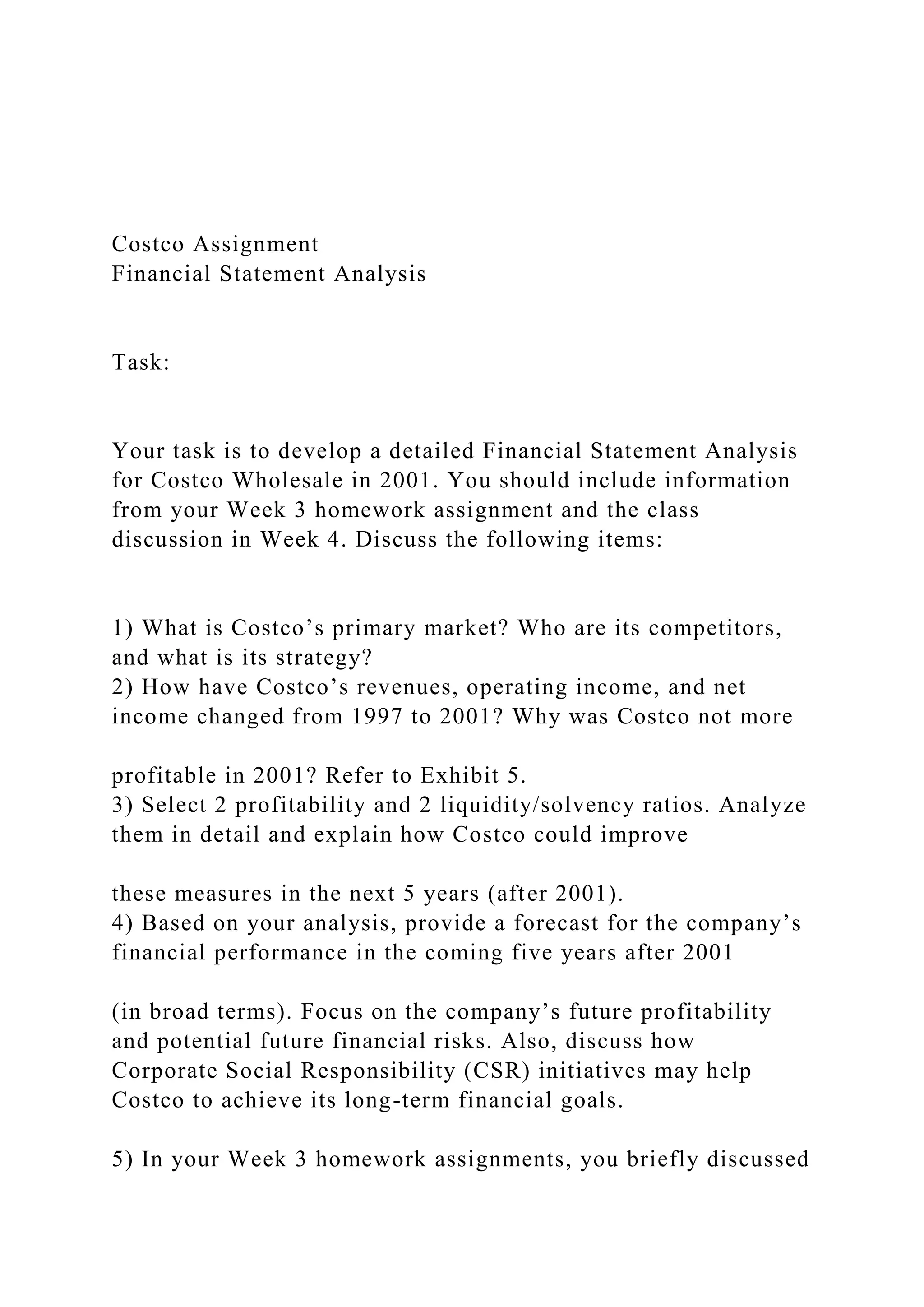 Costco Assignment Financial Statement Analysis Task | DOCX | Retail ...