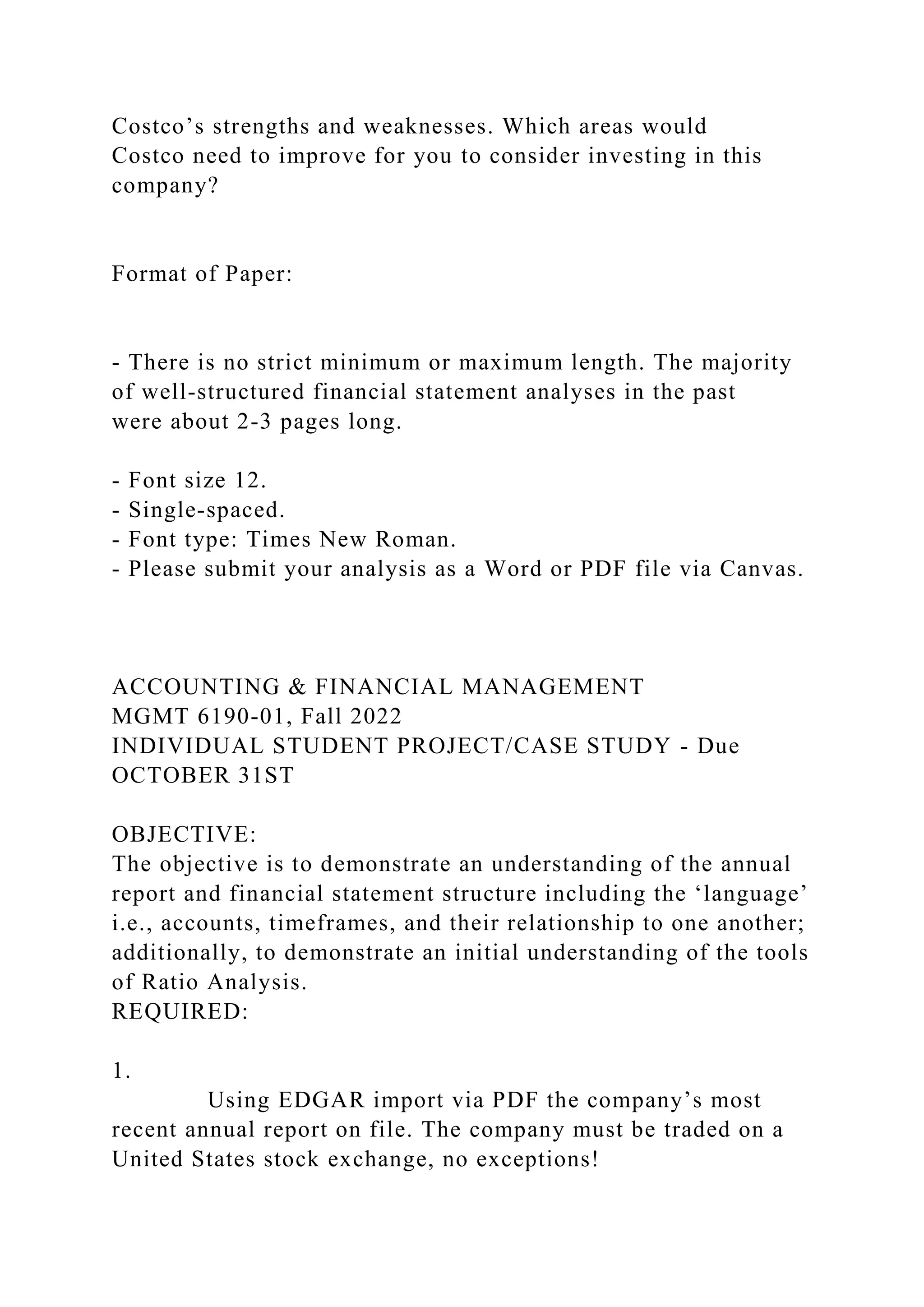 Costco Assignment Financial Statement Analysis Task | DOCX | Retail ...