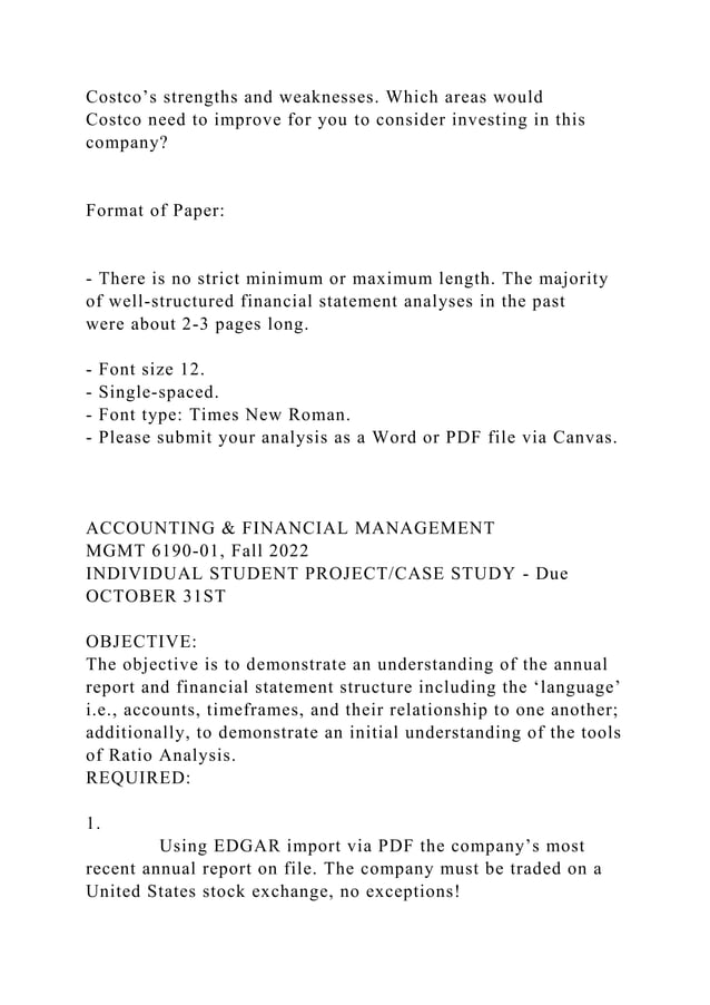 Costco Assignment Financial Statement Analysis Task | DOCX | Retail ...