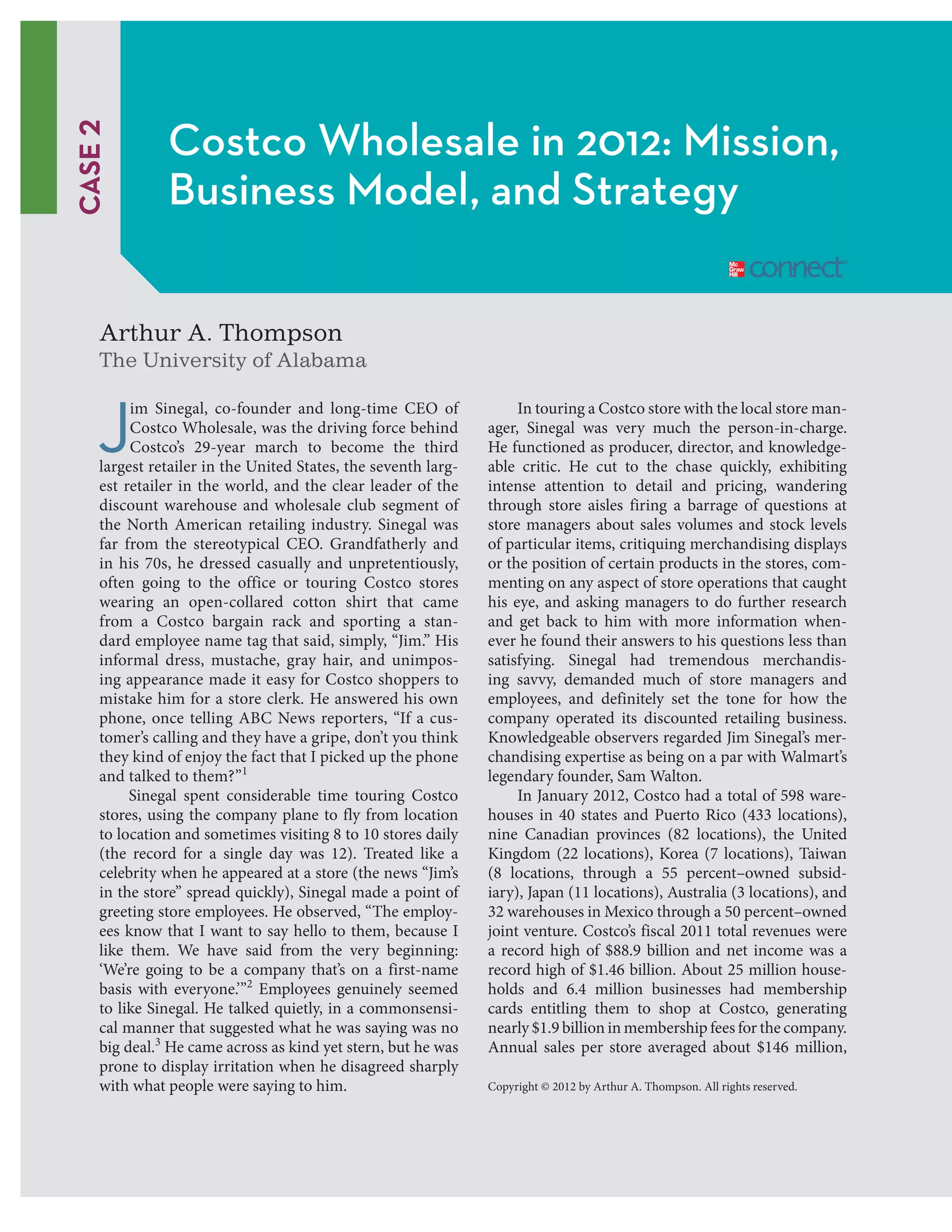 Costco case: Costco Mission, Business Model and Strategy | PDF