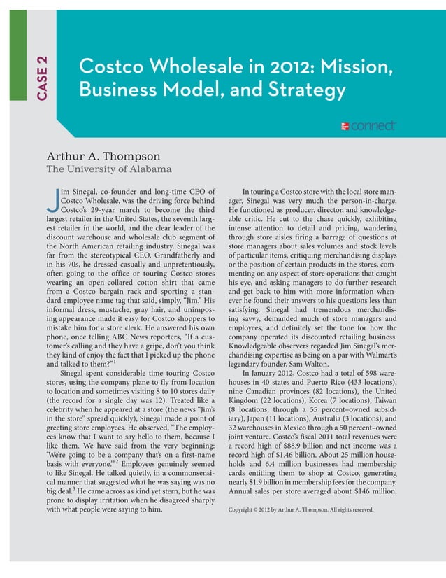 Costco case: Costco Mission, Business Model and Strategy | PDF ...