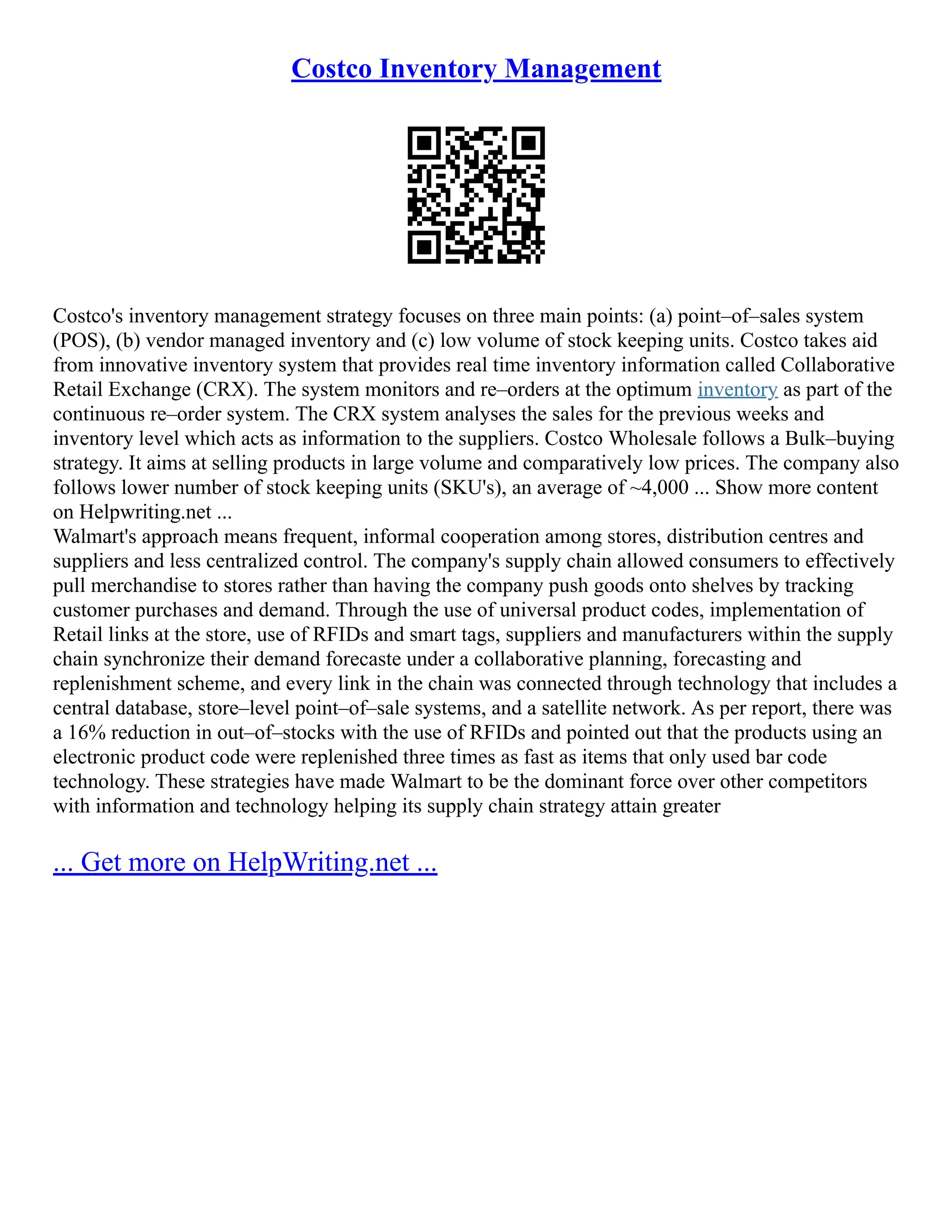 Costco Inventory Management | PDF