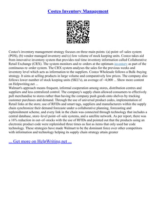 Costco Inventory Management | PDF