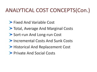 Cost concept and analysis | PPTX