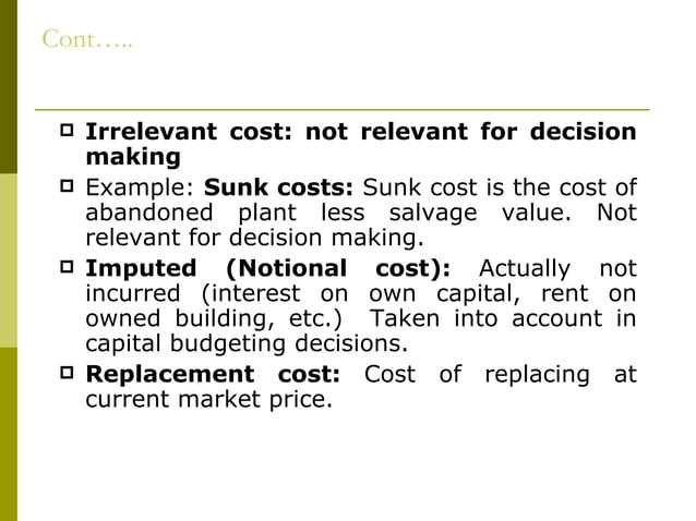 Cost concepts | PPT | Business | Business and Finance