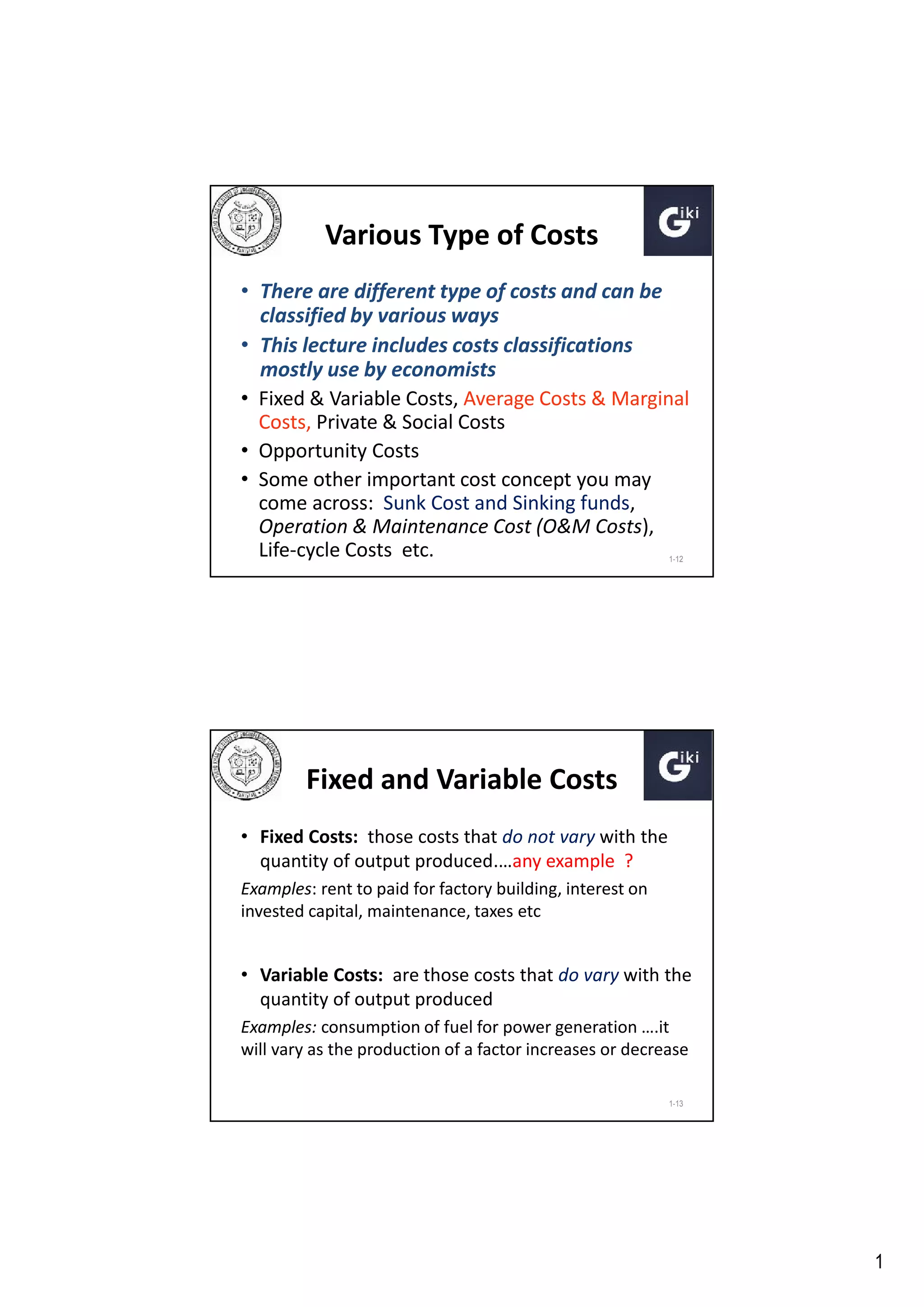 Cost concepts | PDF