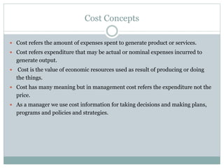 Costconcepts costclassificationandestimation | PPT