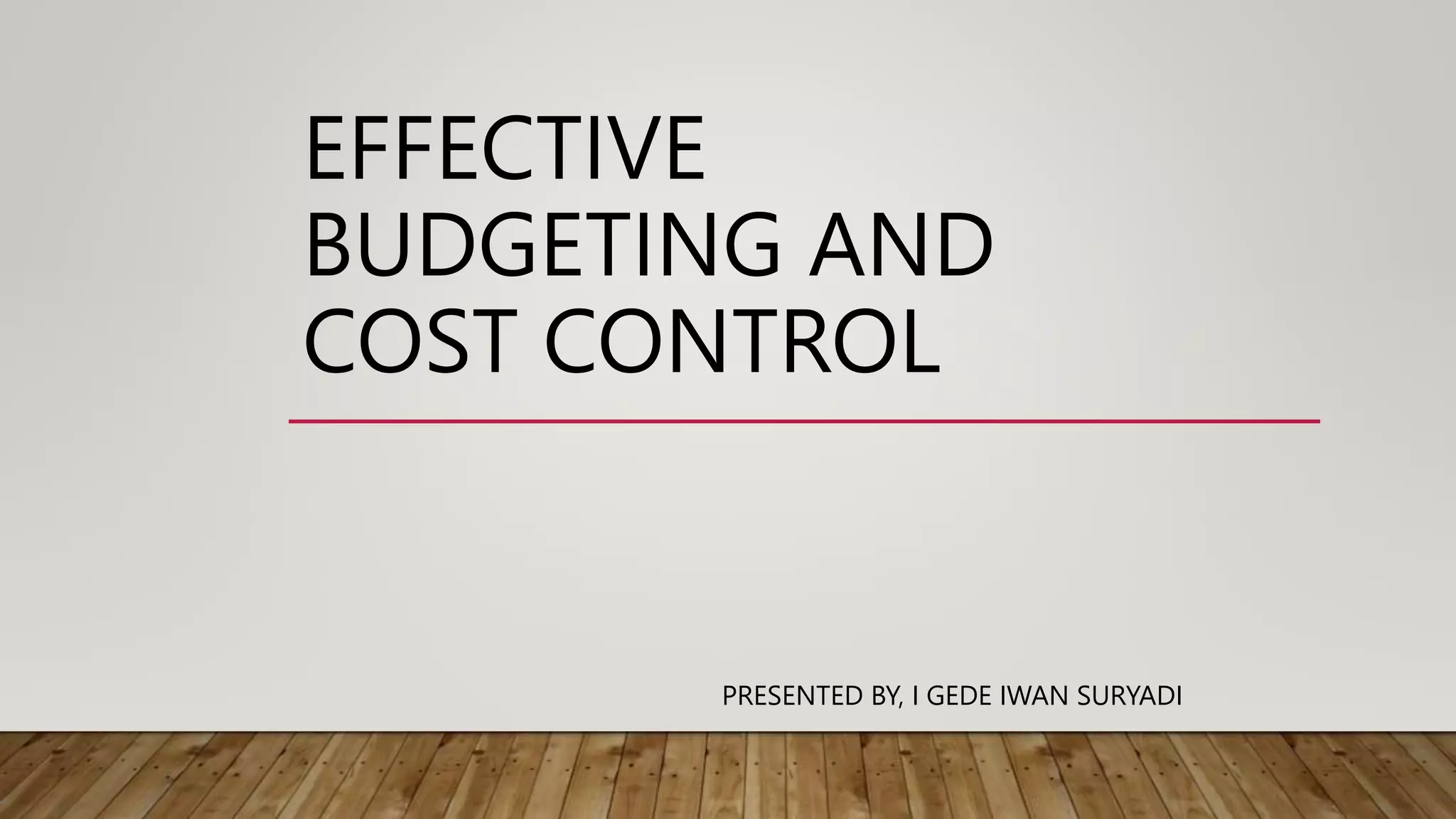 Effective Cost Control | PPTX