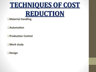 Cost control and cost reduction | PPTX