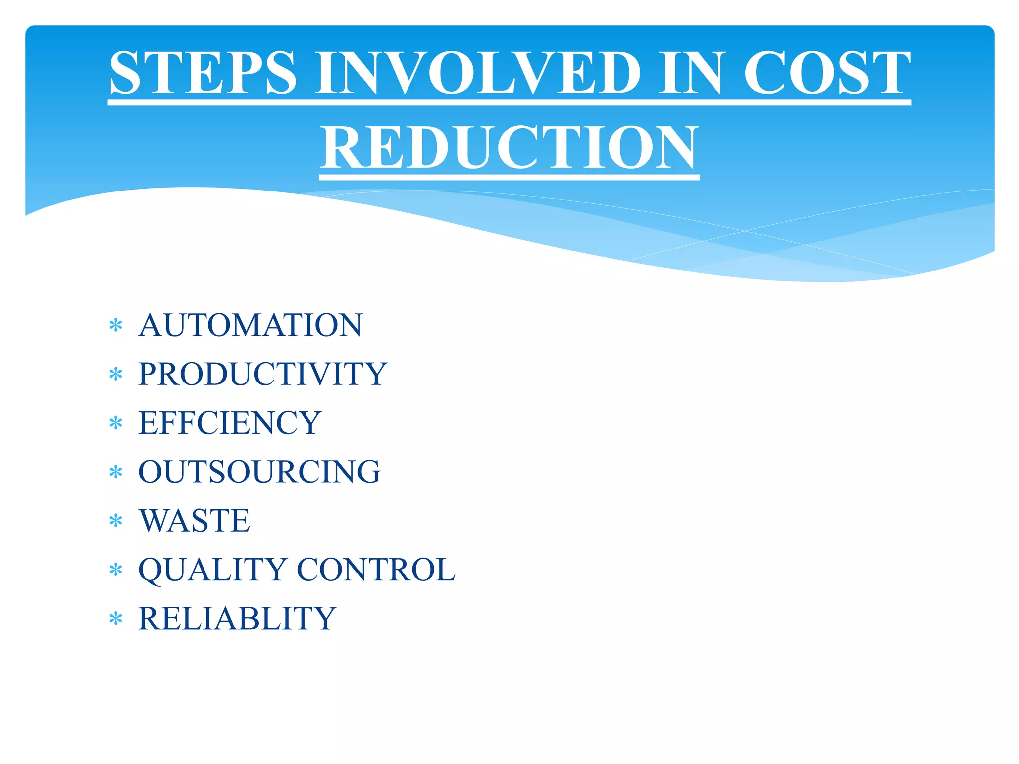 Cost control and cost reduction techniques | PPTX