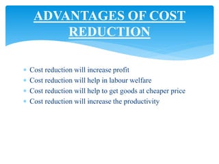 Cost control and cost reduction techniques | PPTX