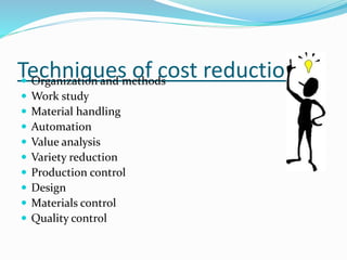 Cost control and reduction | PPTX