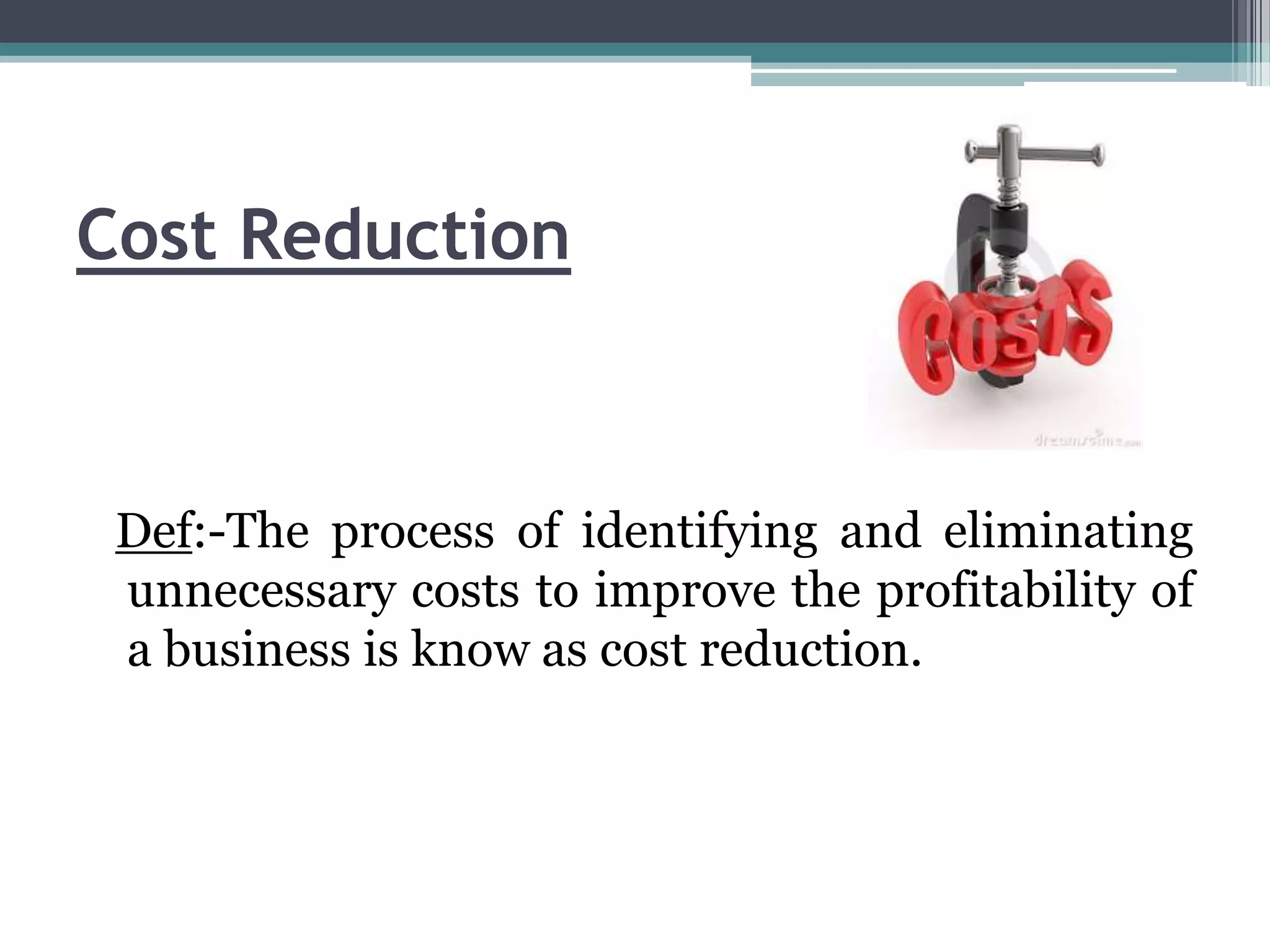 Cost control and reduction | PPTX | Business Accounting & Finance ...