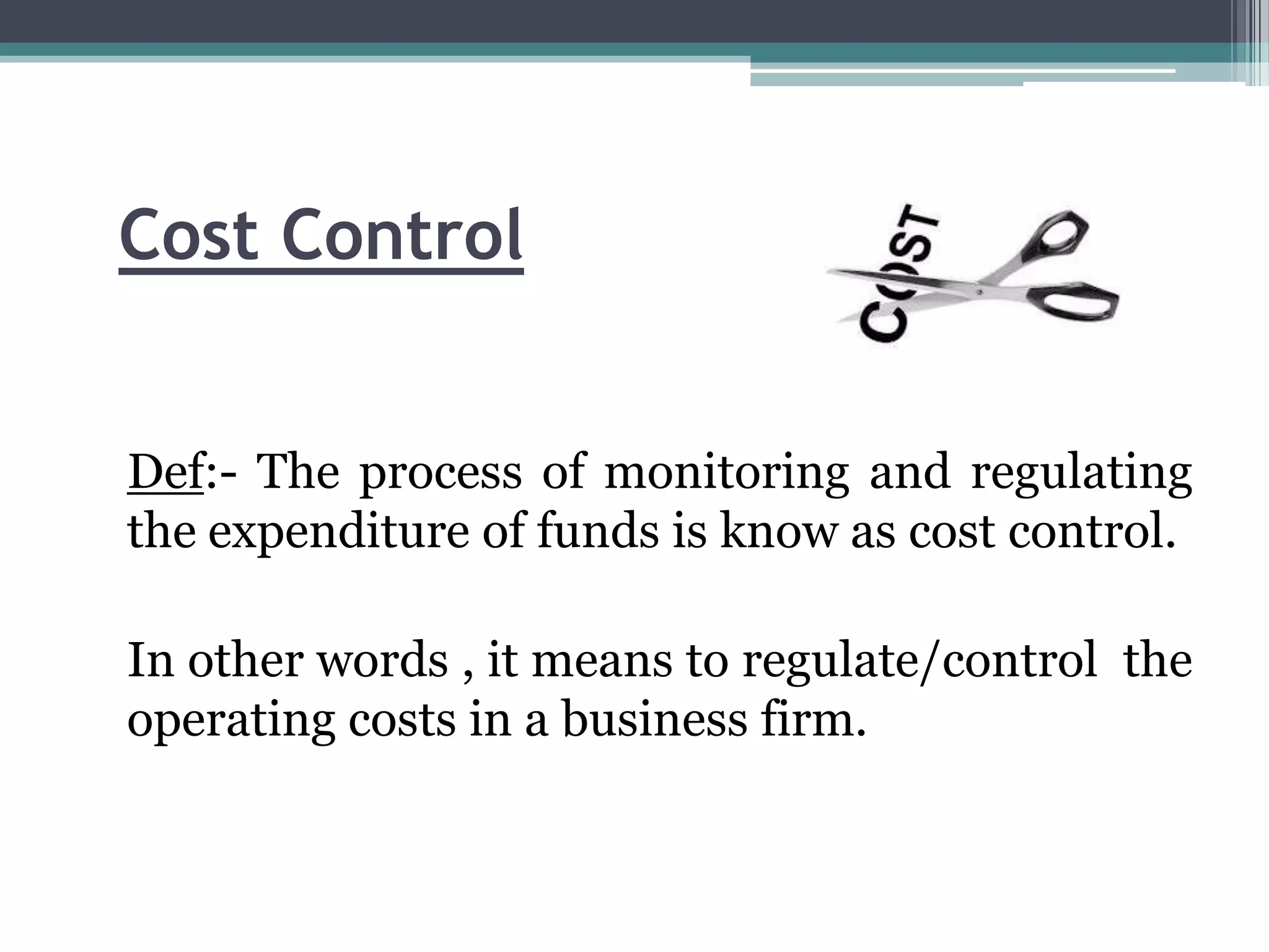 Cost control and reduction | PPTX | Business Accounting & Finance ...