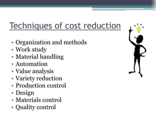 Cost control and reduction | PPTX