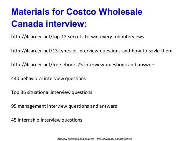 Costco wholesale canada interview questions and answers