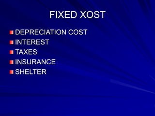 Cost economics of tractor | PPT